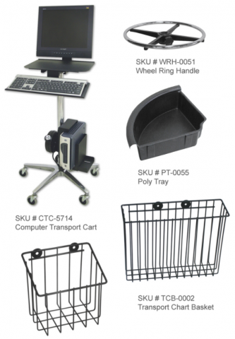EMR Computer Transport Cart - Charts Carts